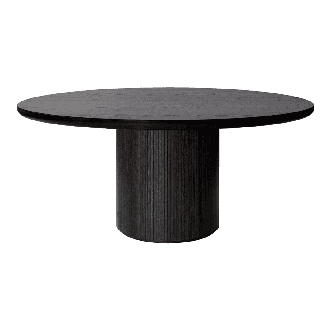 Moon Round Dining Table – Black Oak, Fluted Base